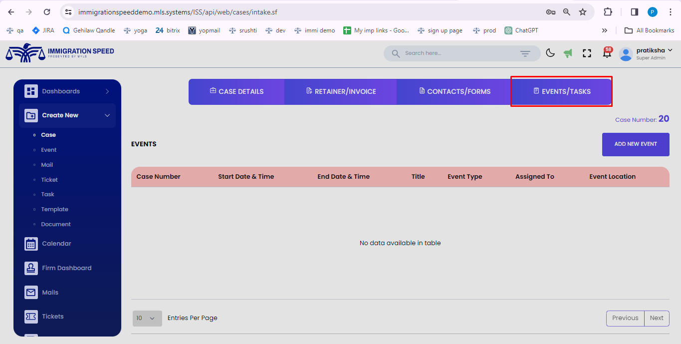 Create New Case - Help Site