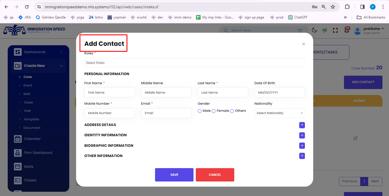 Create New Case - Help Site