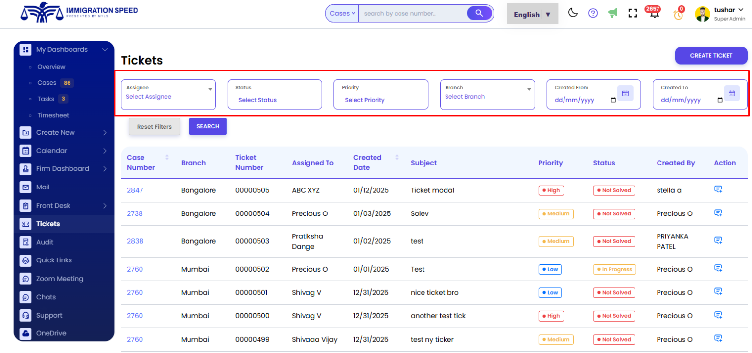 How to filter Tickets? - Help Site
