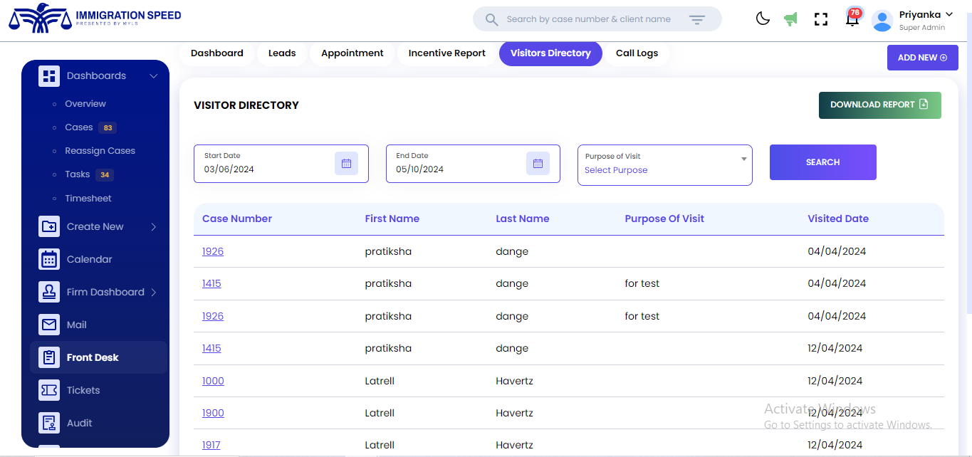 How do you add and check the visitor directory? - Help Site