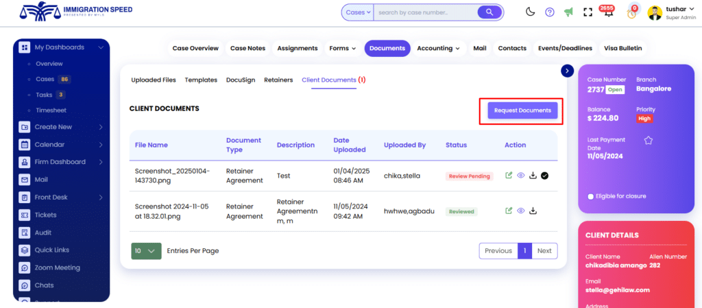 How to Request Documents from a Client? - Help Site