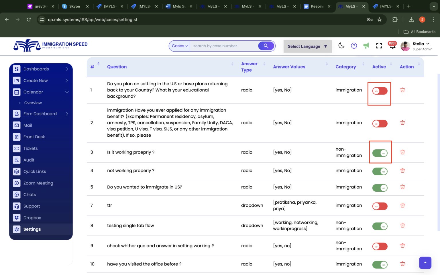 How to Activate/ Deactivate Intake Questions ? - Help Site