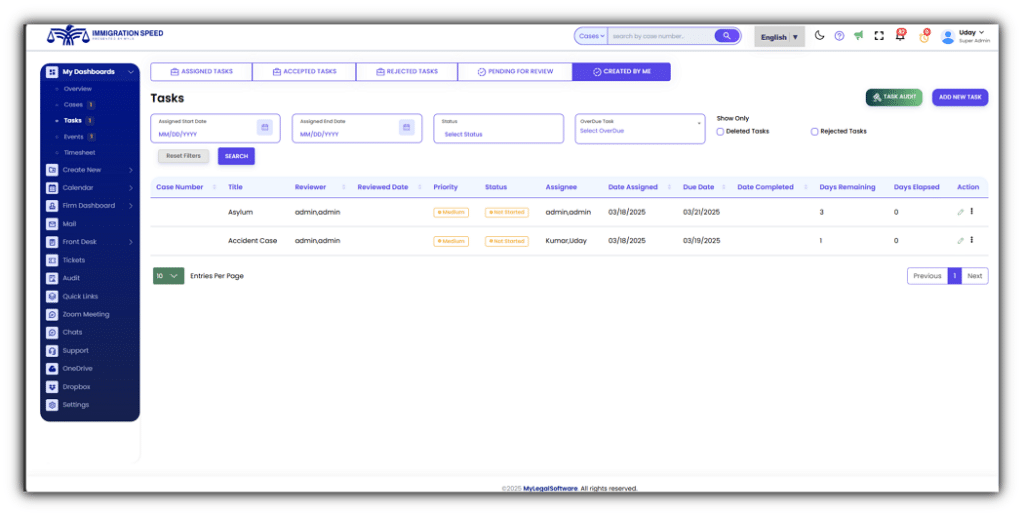 Reassignment of Task - Help Site