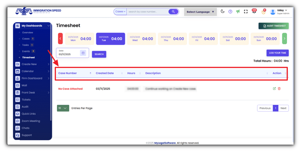 Timesheet - Help Site